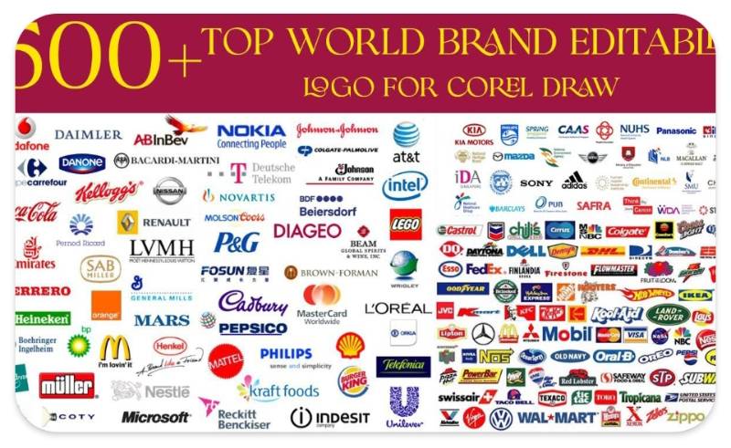 500+ Top World Brand Editable Logo Pack CDR | Amazing